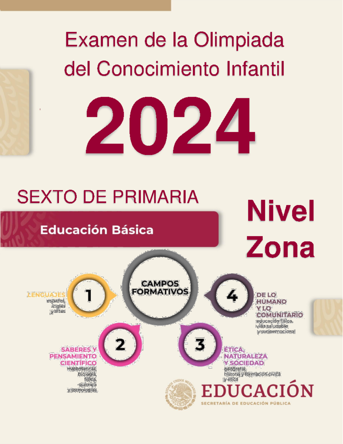 Examen OCI Nivel Zona 2024 - Examen de la Olimpiada del Conocimiento Infantil 2024 SEXTO DE ...