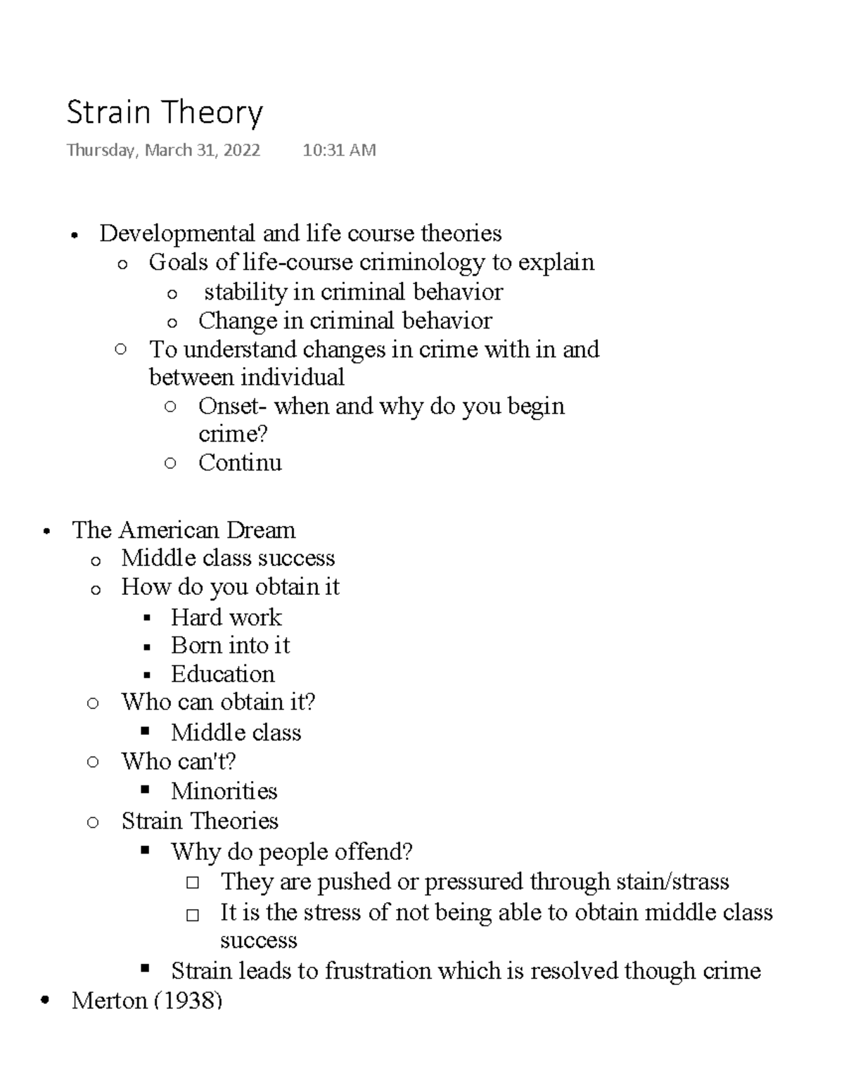 Strain Theory - Dr. Shelley Keith - The American Dream Middle class ...