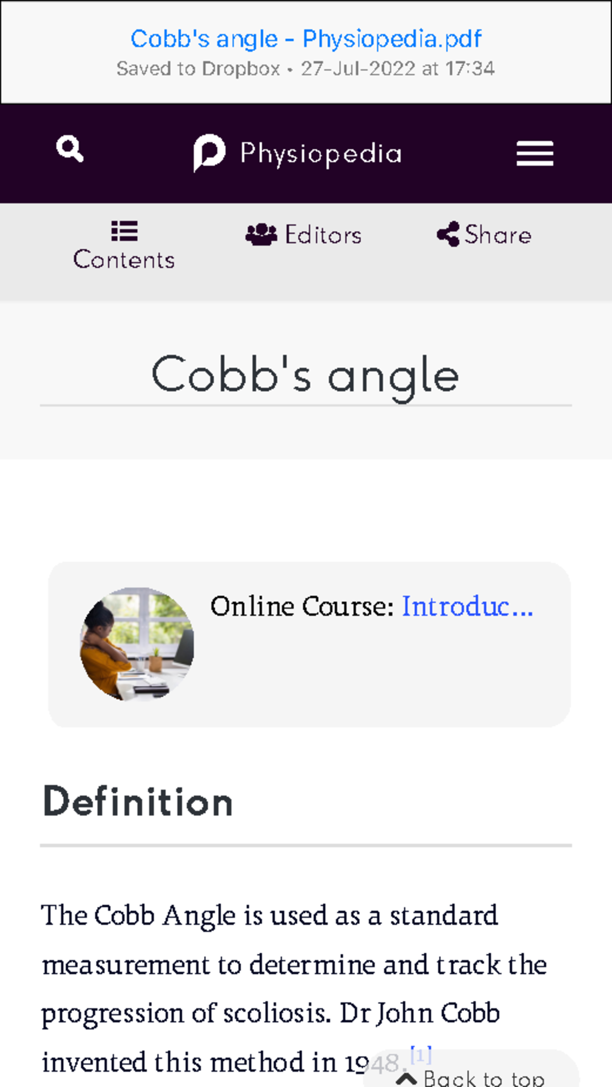 Cobb's angle - Physiopedia - Contents Editors Share Cobb's angle ...
