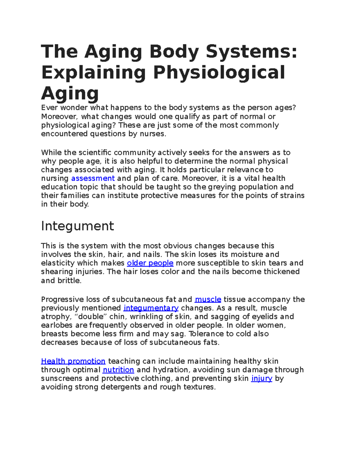 The Aging Body Systems - Carmines - The Aging Body Systems: Explaining ...