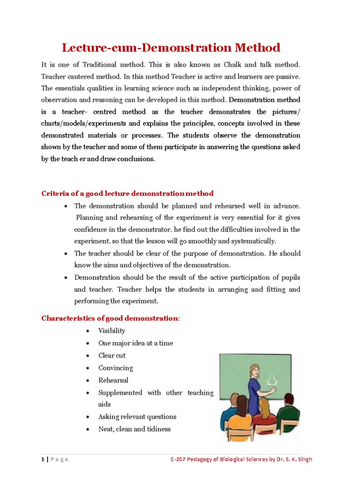 4. E-207 Demonstration Lecture Method By Dr. S. K. Singh - Lecture-cum-Demonstration Method It ...