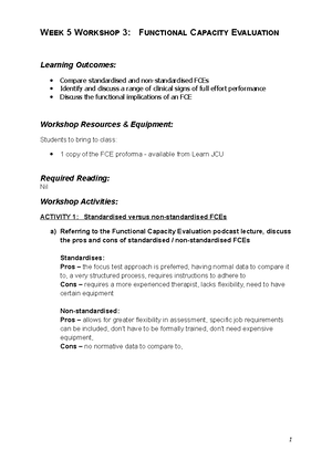 MMT Student Worksheet - Manual muscle testing - WEEK 3 WORKSHOP 1 PART ...