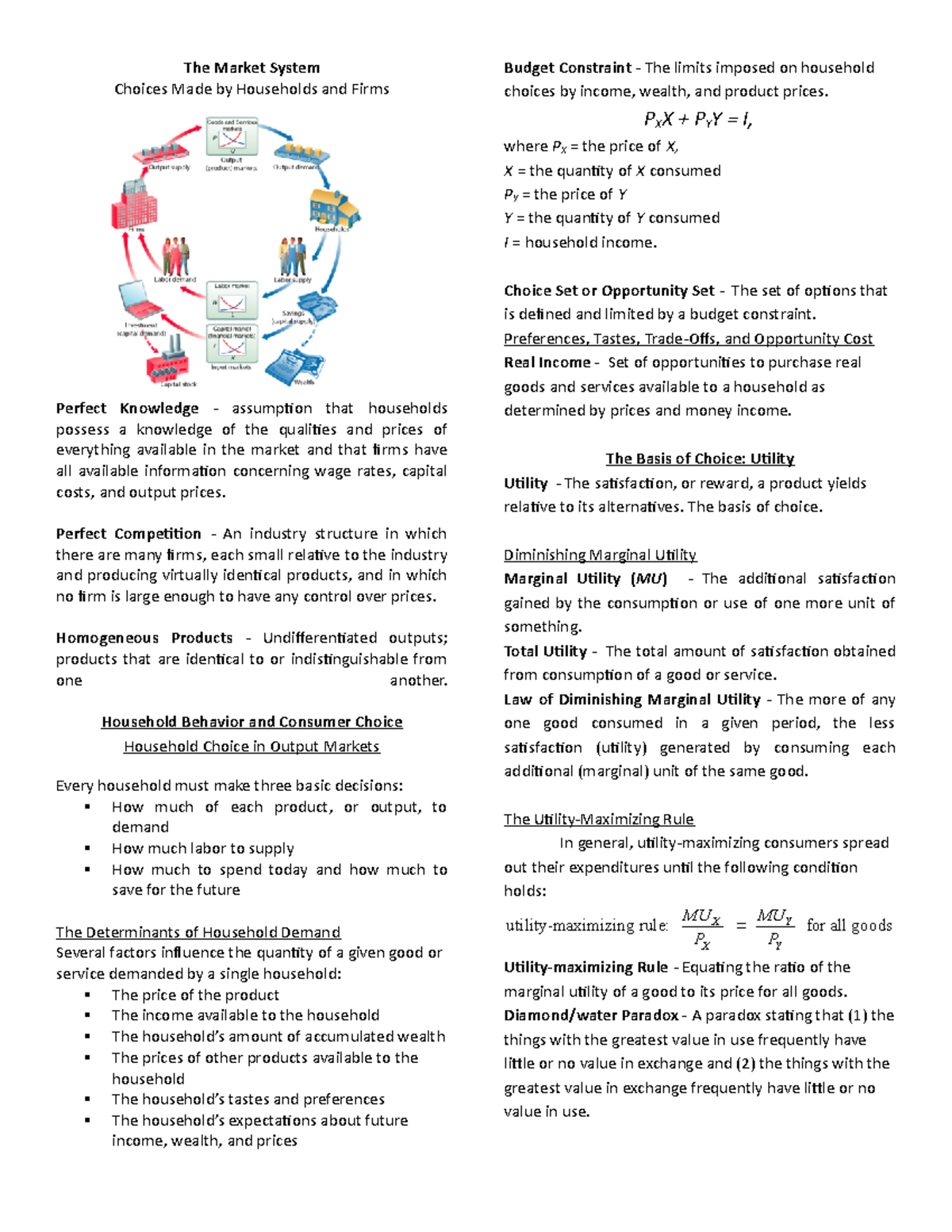 The Market System - Notes - The Market System Choices Made by ...