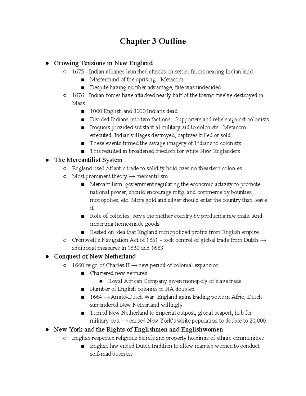 Chapter 3 Outline - Chapter 3 Outline Growing Tensions in New England ...