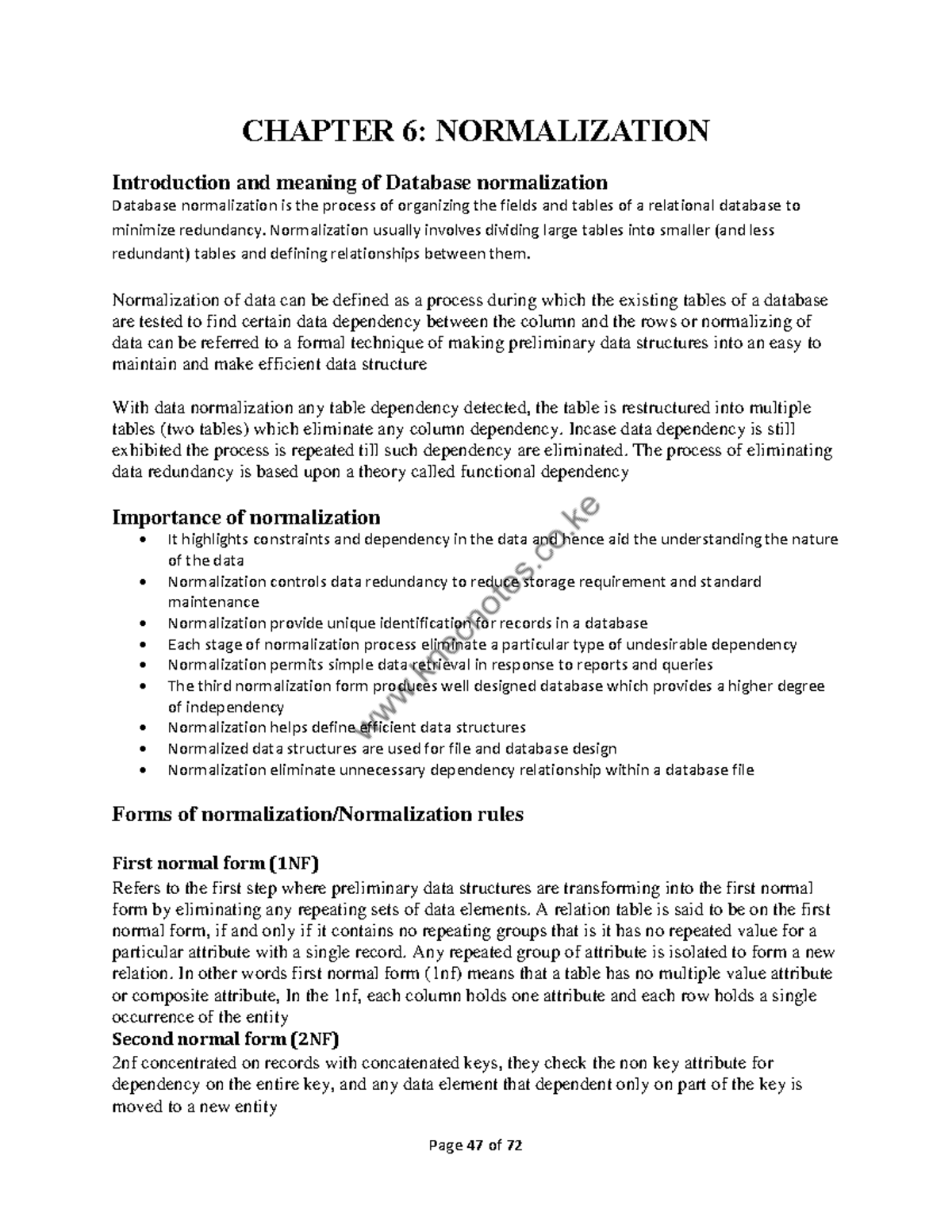 Normalization - Normalization usually involves dividing large tables ...