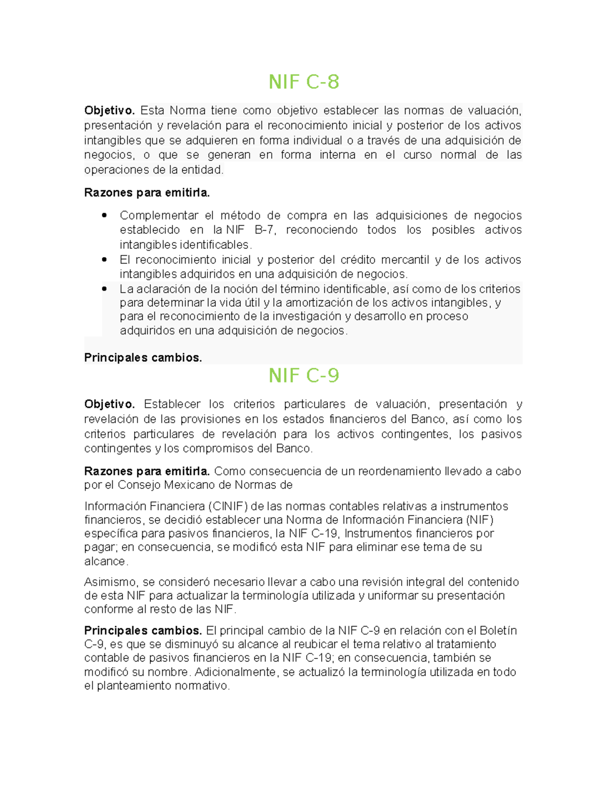 NIF C-8 ,11 - NIFS - NIF C- Objetivo. Esta Norma tiene como objetivo ...
