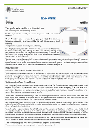 C206 - ELI Ethics Game - task 1 - Ethical Lens Inventory Completed 7/18 ...