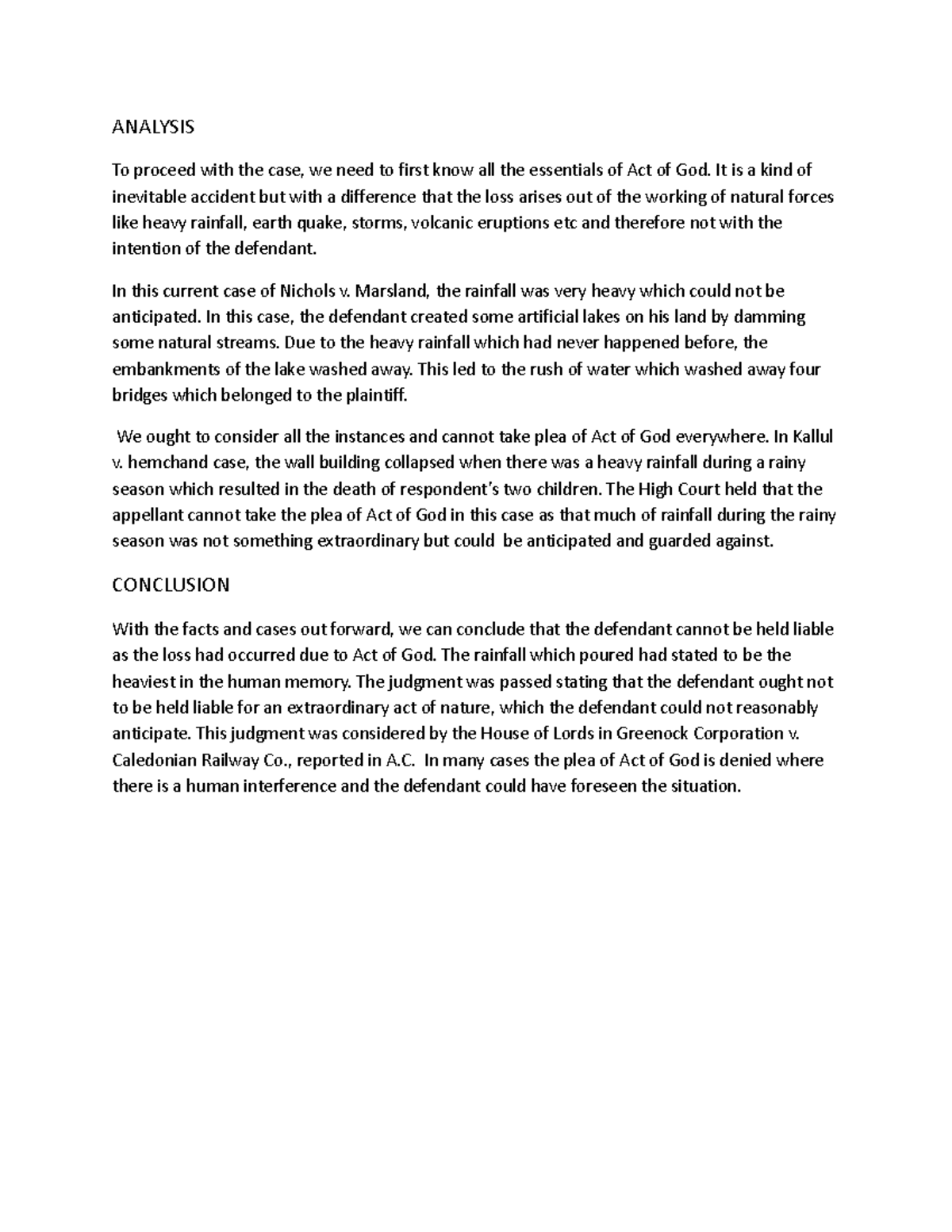 Torts cia3 - hb jb jbnj - ANALYSIS To proceed with the case, we need to ...