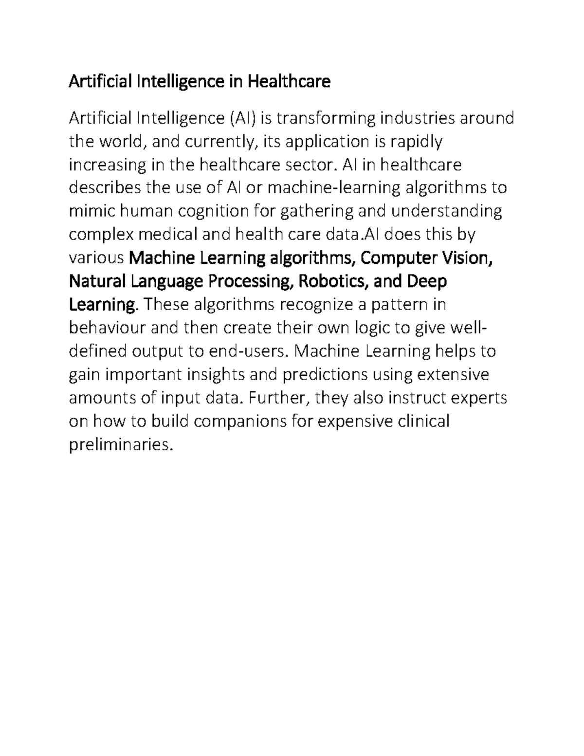 Artificial Intelligence in Healthcare full explanation - Artificial Intelligence in Healthcare ...