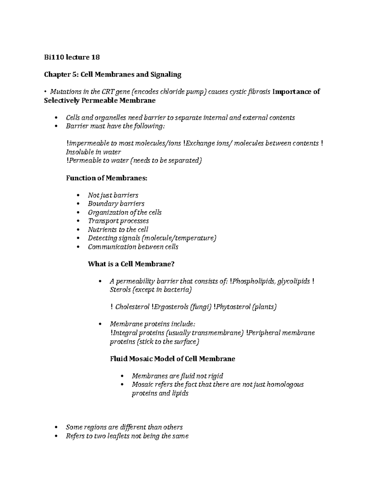 Bi110 lecture 18 - business notes - Bi110 lecture 18 Chapter 5: Cell ...
