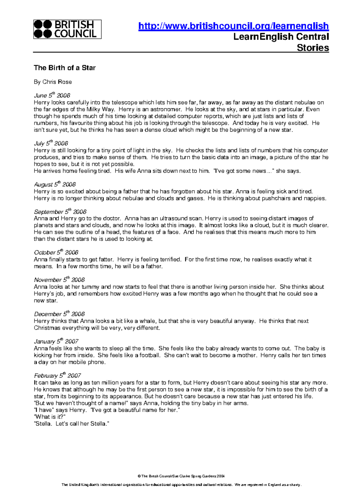 Birth Of Star - N/a - britishcouncil/learnenglish LearnEnglish Central ...
