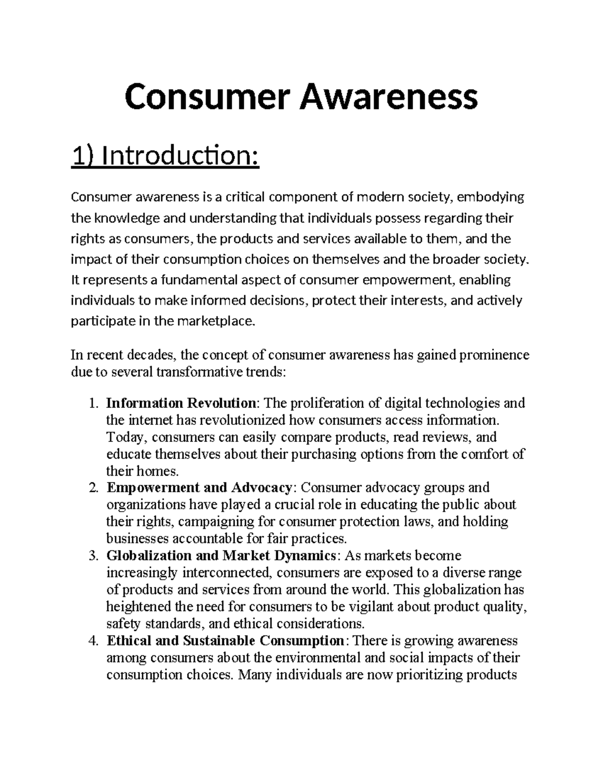 Consumer Awareness - It represents a fundamental aspect of consumer ...