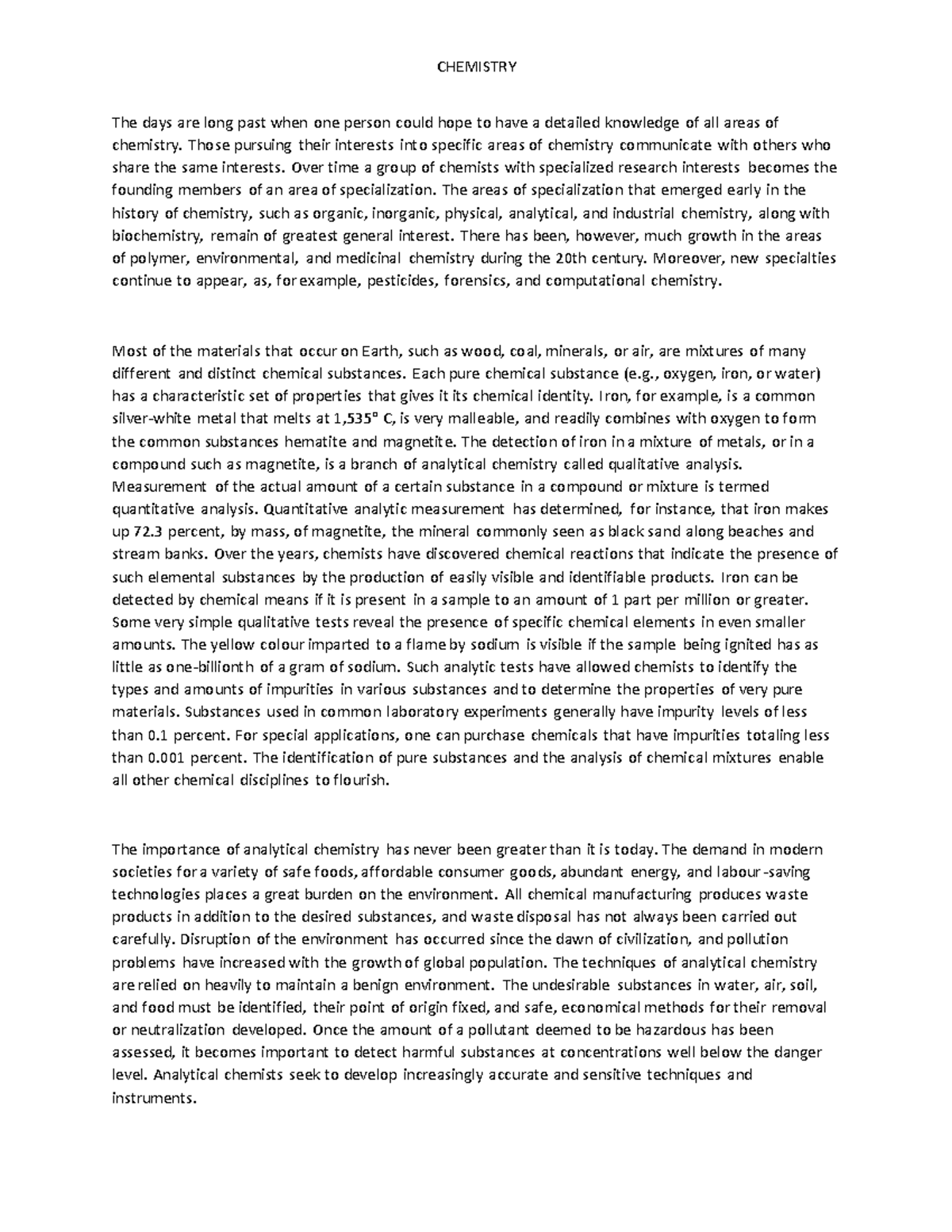 Chemistry 3 - Notes - CHEMISTRY The days are long past when one person ...