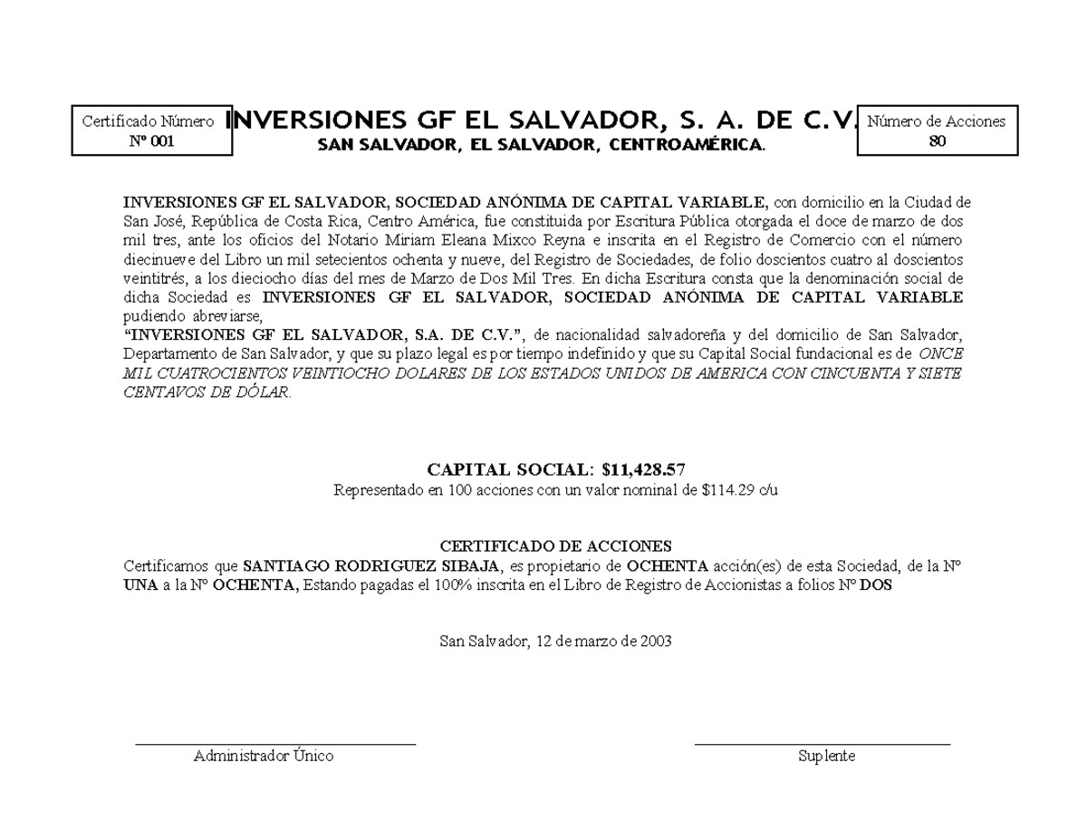 Formato de certificado de acciones finaldoc - INVERSIONES GF EL ...