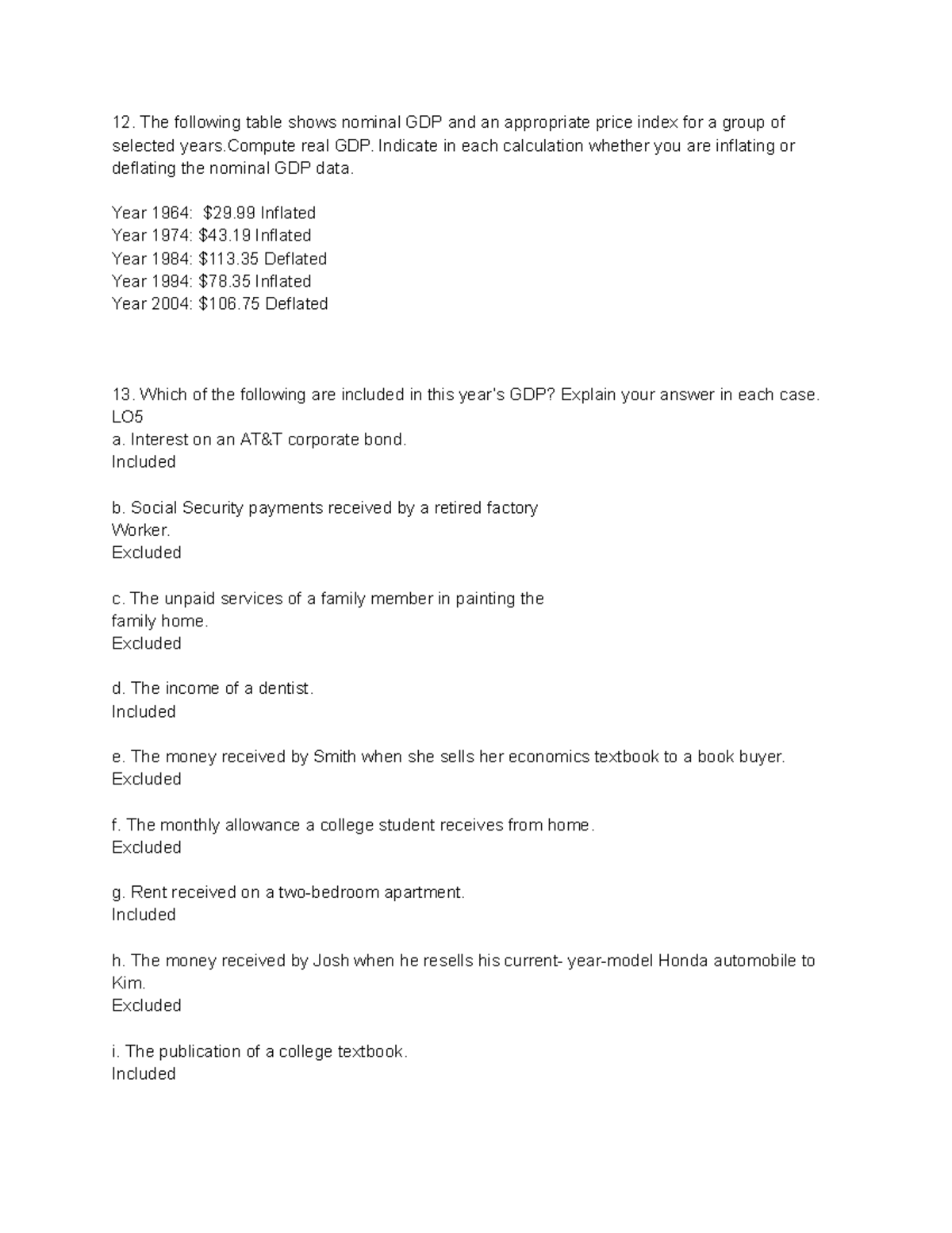 Chapter 25 practice problems - The following table shows nominal GDP ...