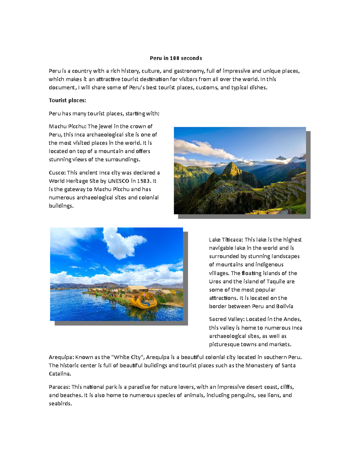Progress of the Final project - Second Cycle - Peru in 100 seconds Peru ...