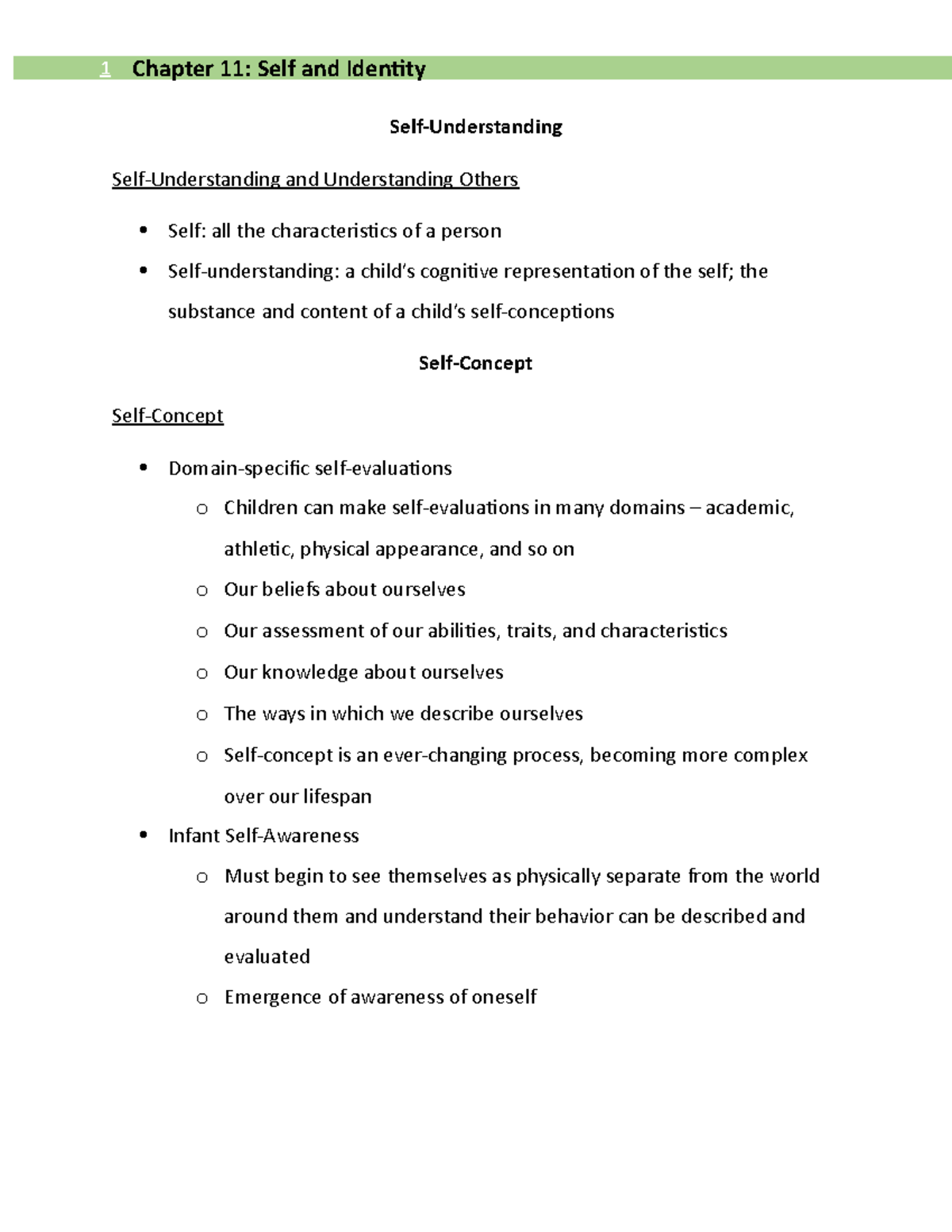 Ch 11 - Self and Identity - Self-Understanding Self-Understanding and ...