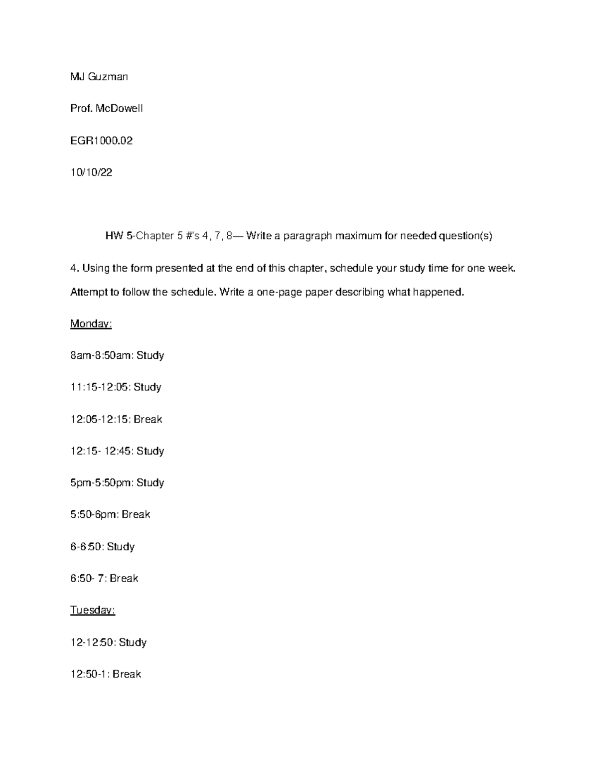 HW #5 - Questions from Landis's textbook - MJ Guzman Prof. McDowell ...