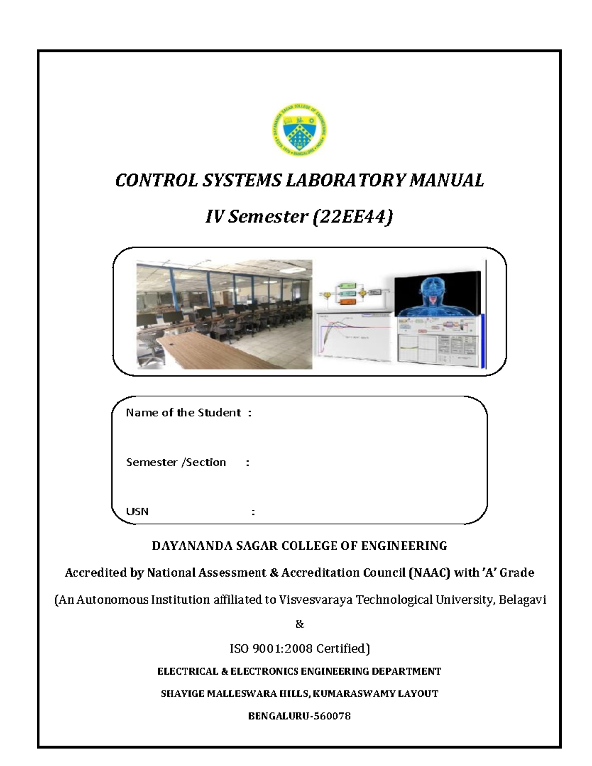 Control system manual word copy - CONTROL SYSTEMS LABORATORY MANUAL IV ...
