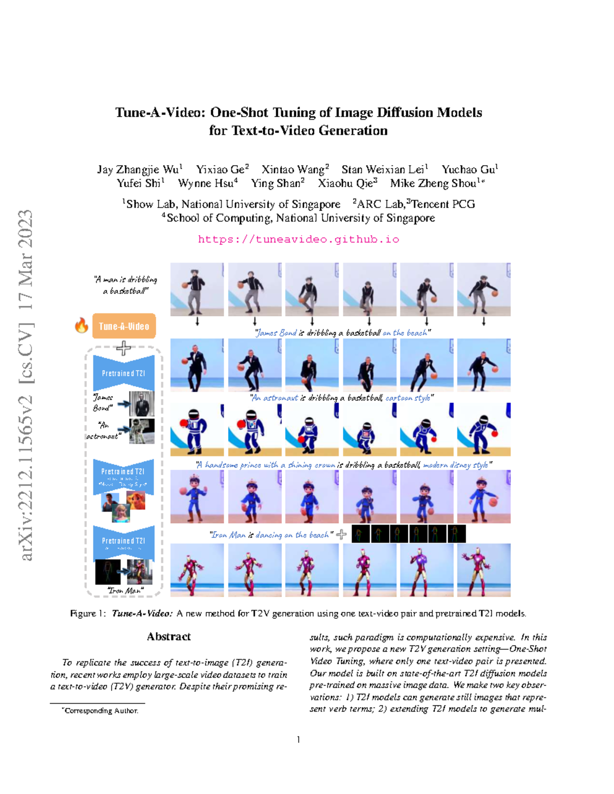 Tune-A-Video One-Shot Tuning of Image Diffusion Models for Text-to-Video Generation compressed ...