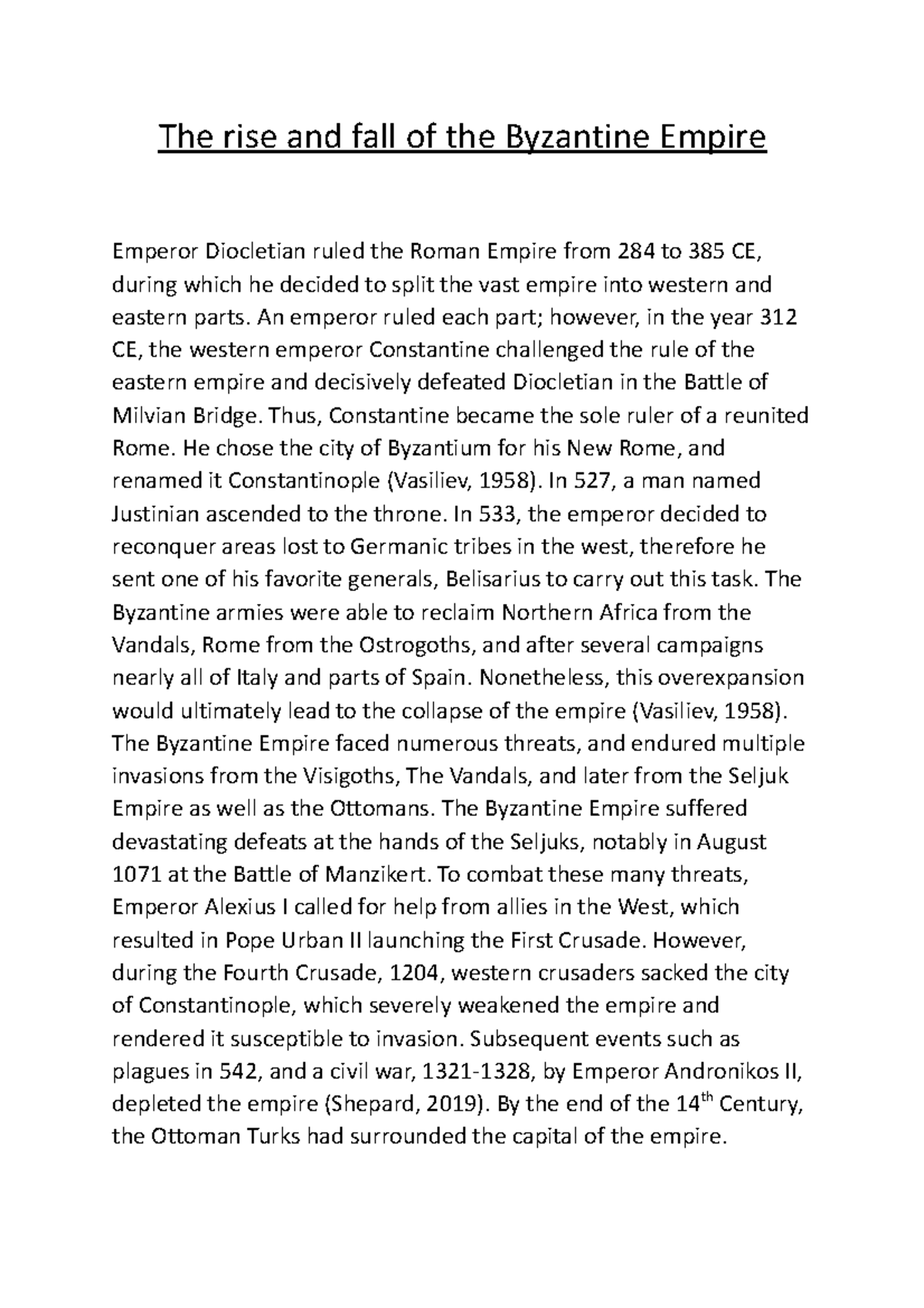 The rise and fall of the Byzantine Empire - An emperor ruled each part ...