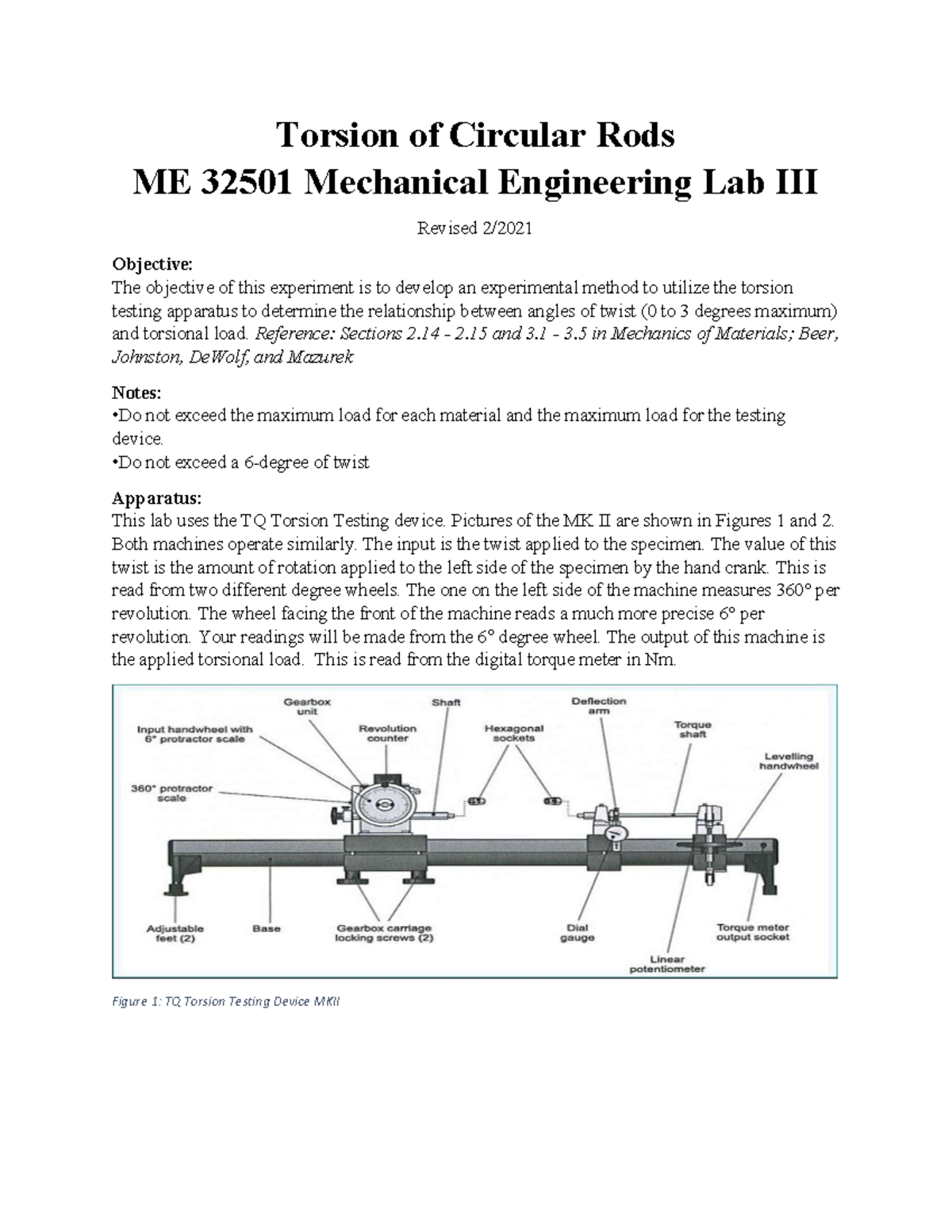 4.0 Torsion 02.pdf - ME Lab 3 HW Assignments sheets - Torsion of ...