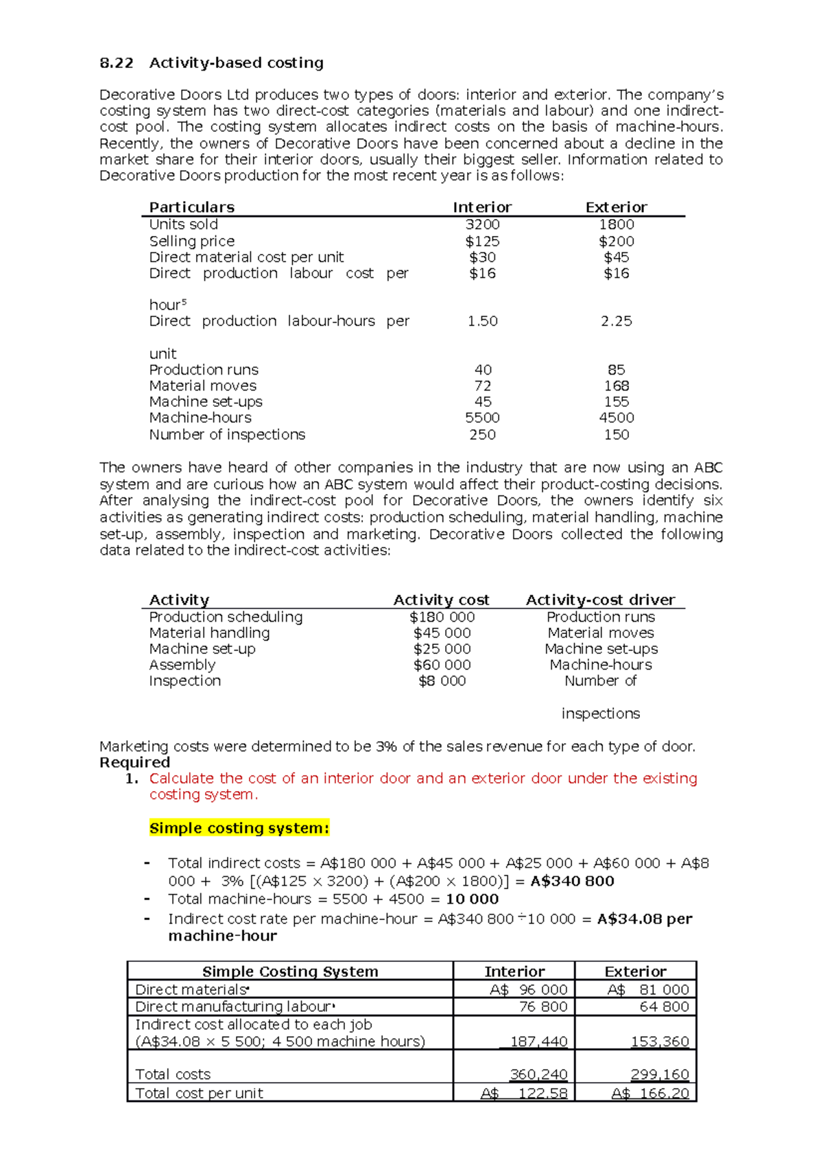 Cost Ana - Tutorial 5 (W4,5) (ABC costing) - 8 Activity-based costing ...