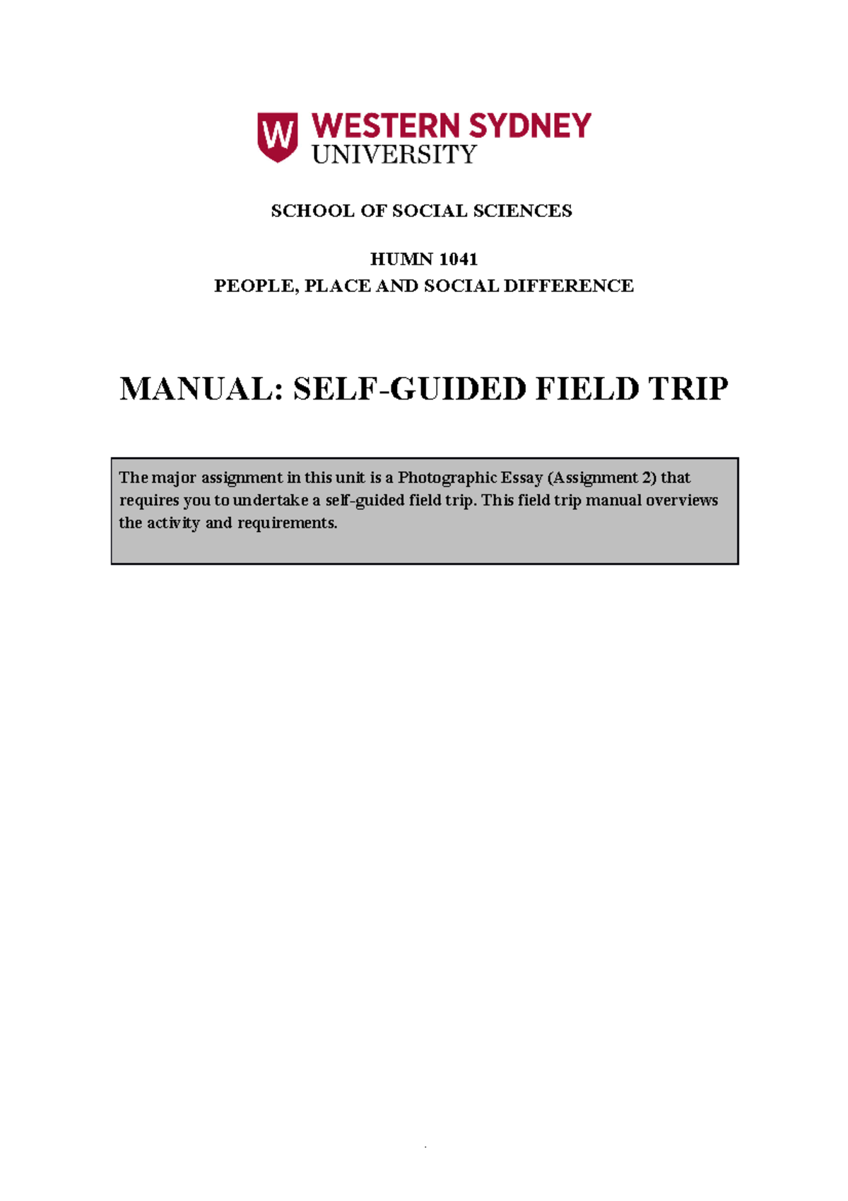 PPSD Week 6 PPSD Self-Guided Field Research Manual 2023 - SCHOOL OF ...