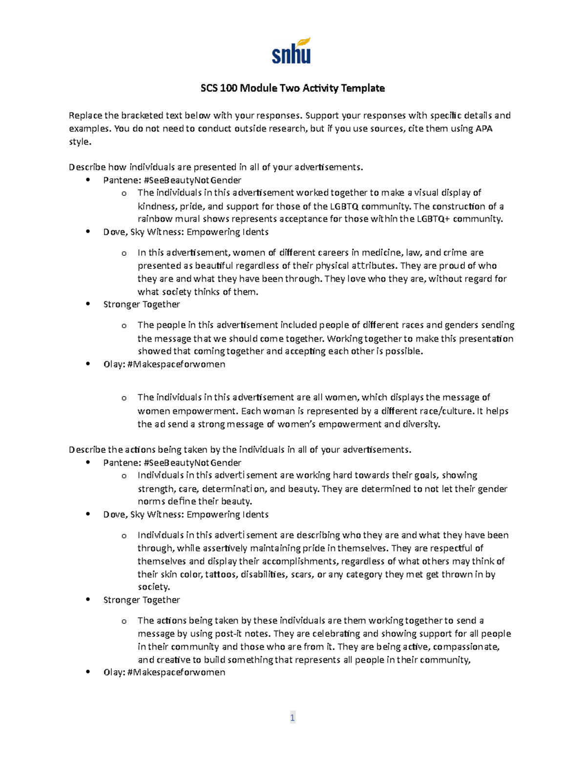 SCS 100 Module Two Activity - Support your responses with specific ...