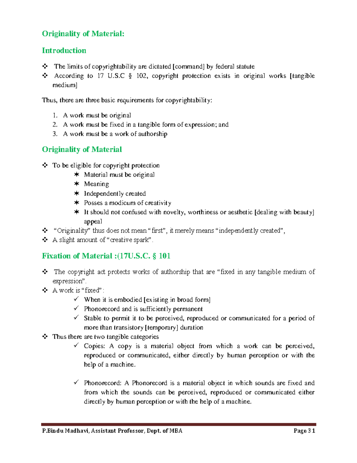 IPR part-2 - Intelluctual property rights full notes - Originality of ...