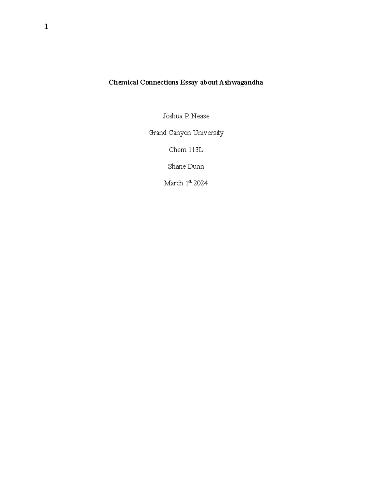 JNChem CEssay - Chemical Connections Essay about Ashwagandha Joshua P ...