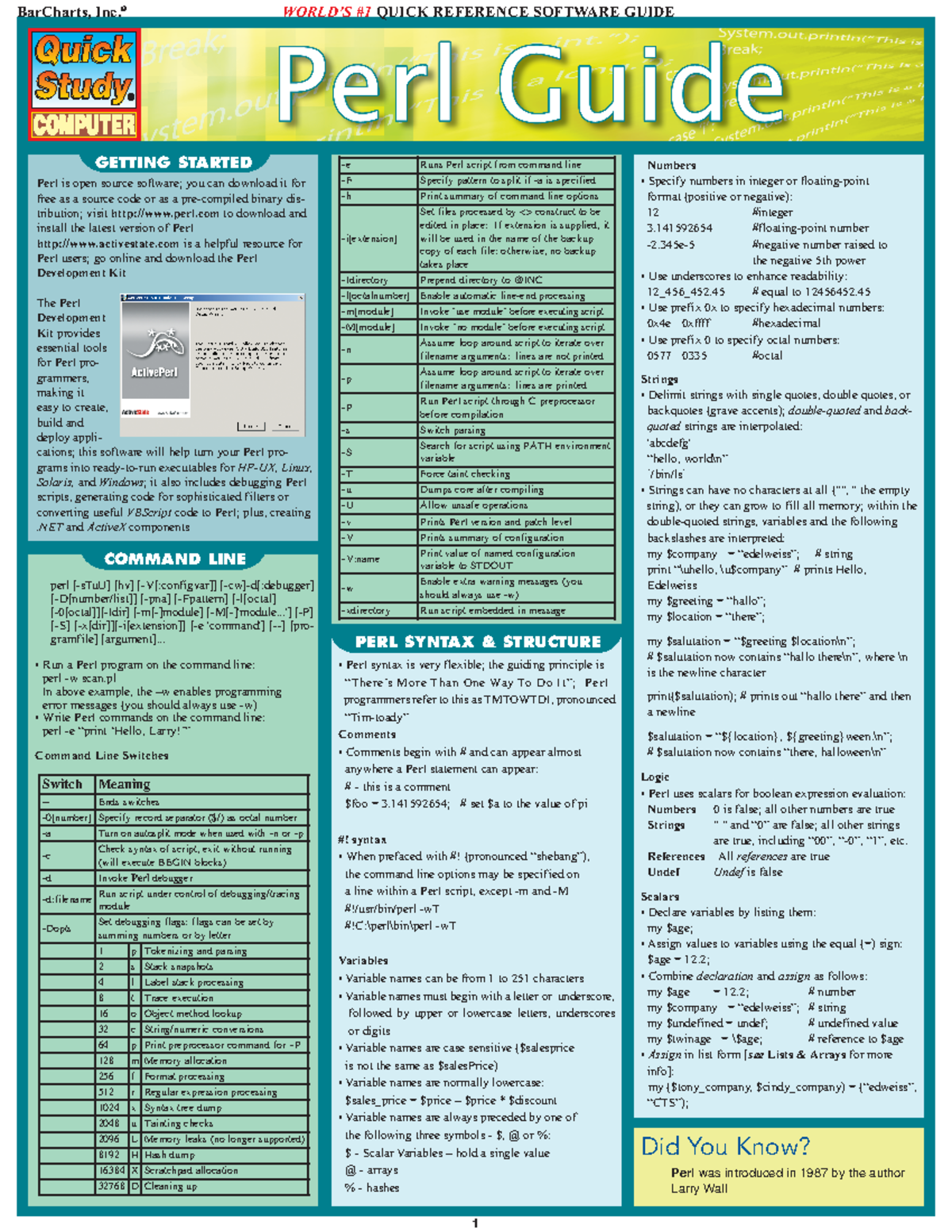 Perl Quick Reference Guide - Studocu