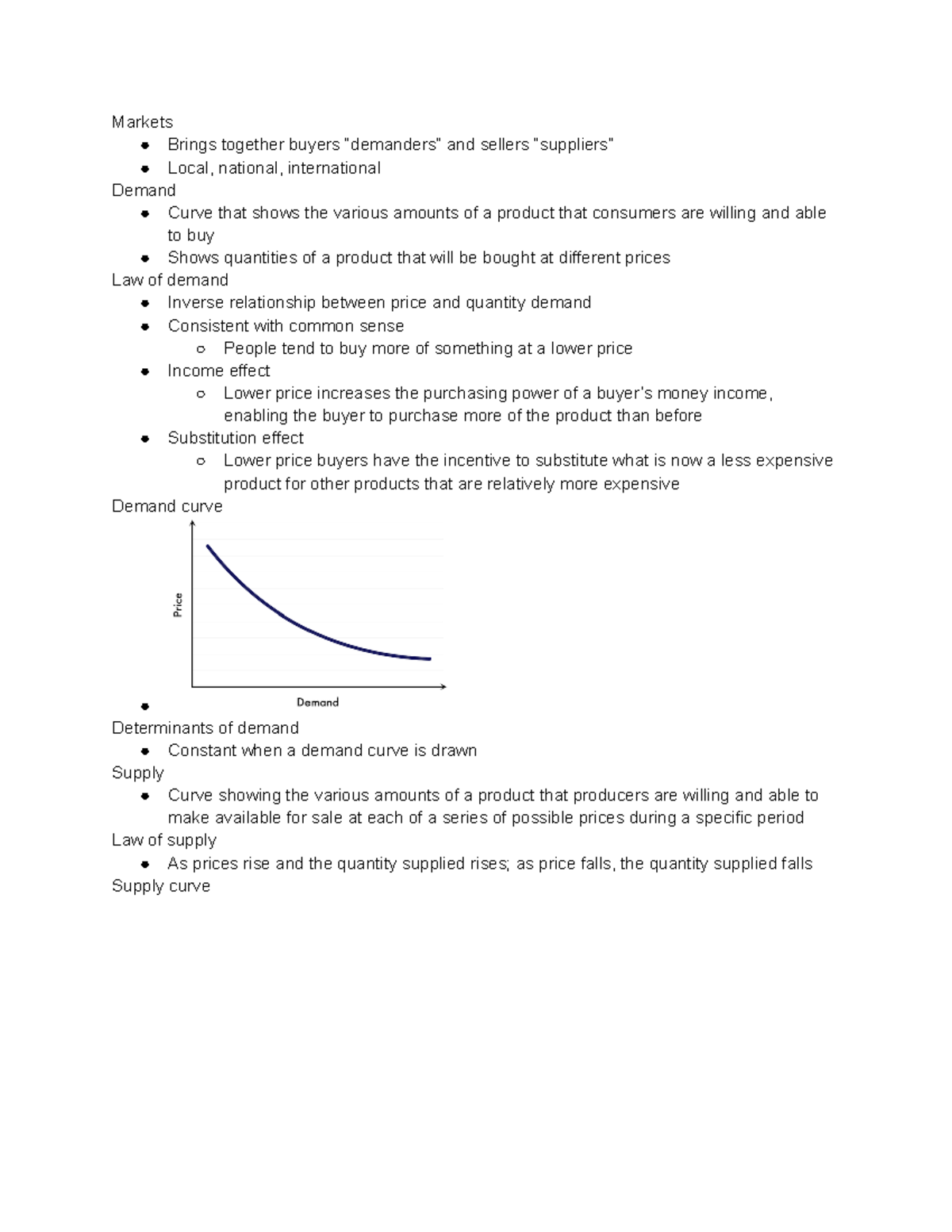 Chapter 3 - Summary Macroeconomics - Markets Brings together buyers and ...