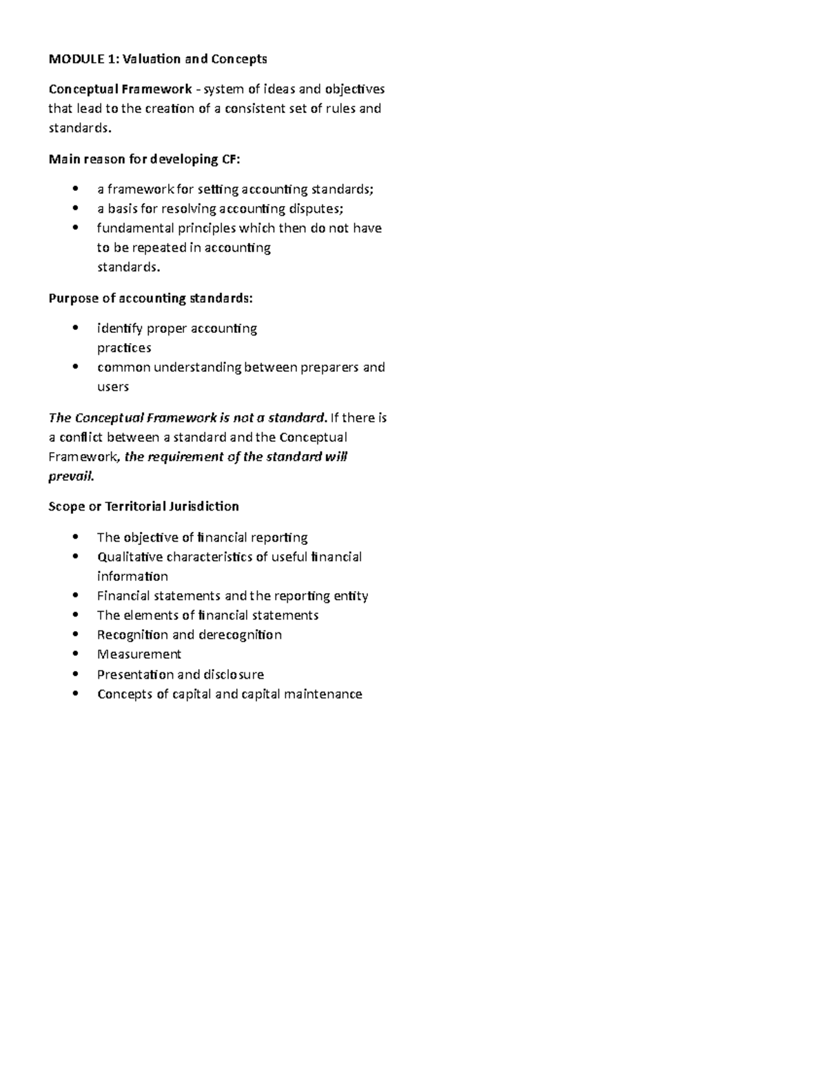Module 1 - valuation concepts reviewer - MODULE 1: Valuation and Concepts Conceptual Framework ...