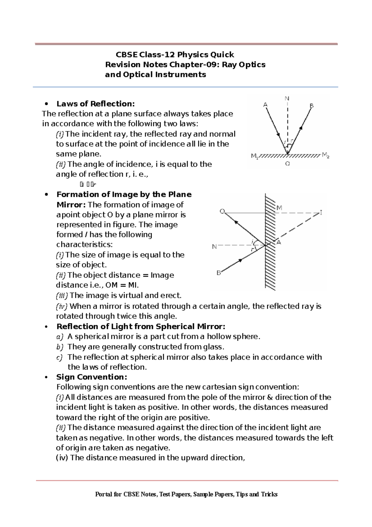 12 physics notes ch09 rayoptics and optical instruments - CBSE Class-12 ...