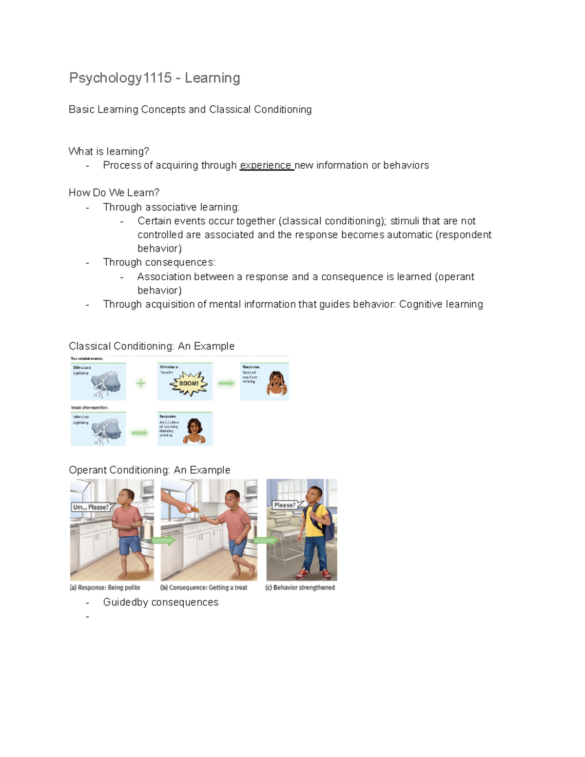 Psychology 1115 - Learning - Psychology1115 - Learning Basic Learning ...