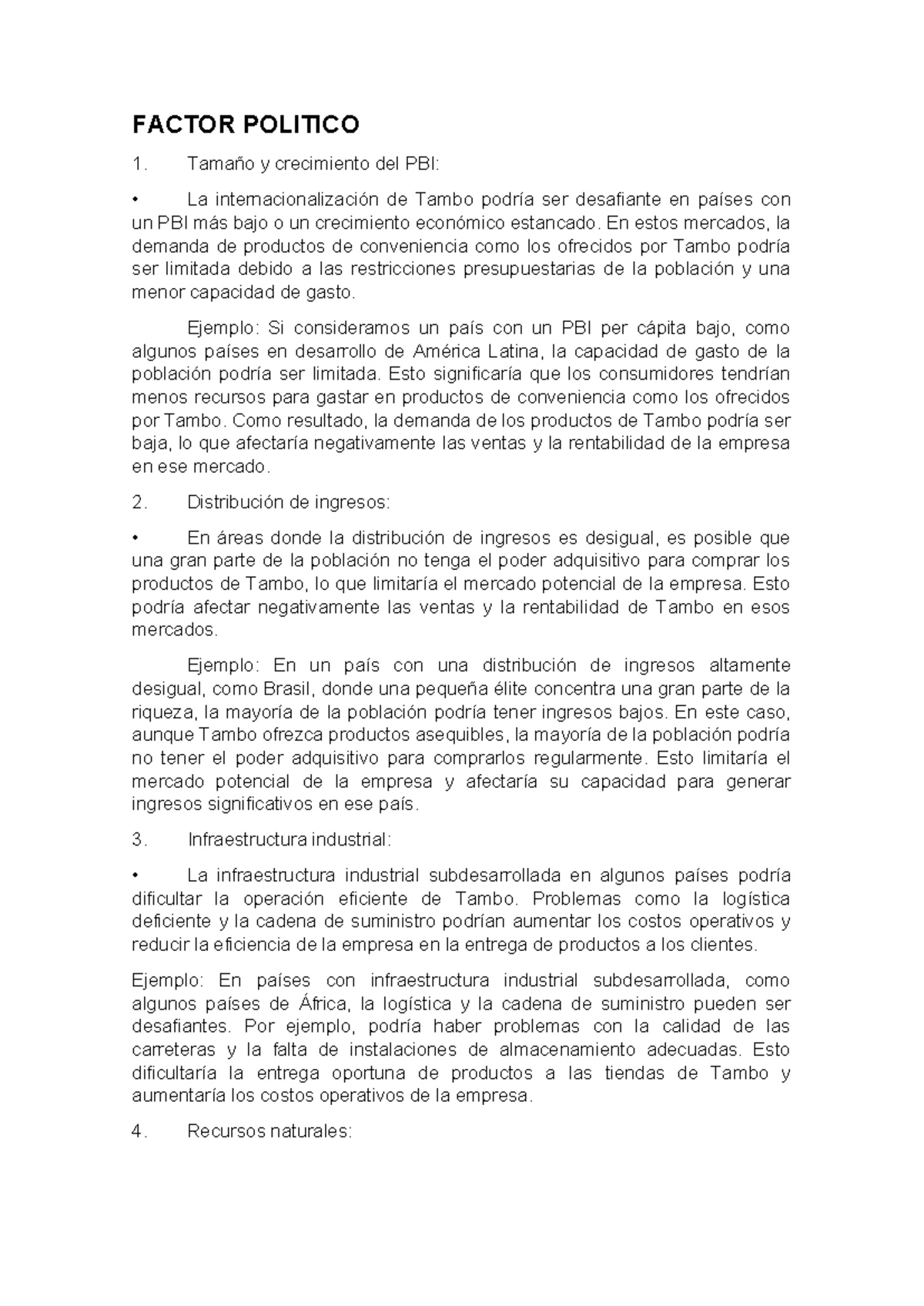 Factor Politico Analisis Investigacion - FACTOR POLITICO 1. Tamaño y ...