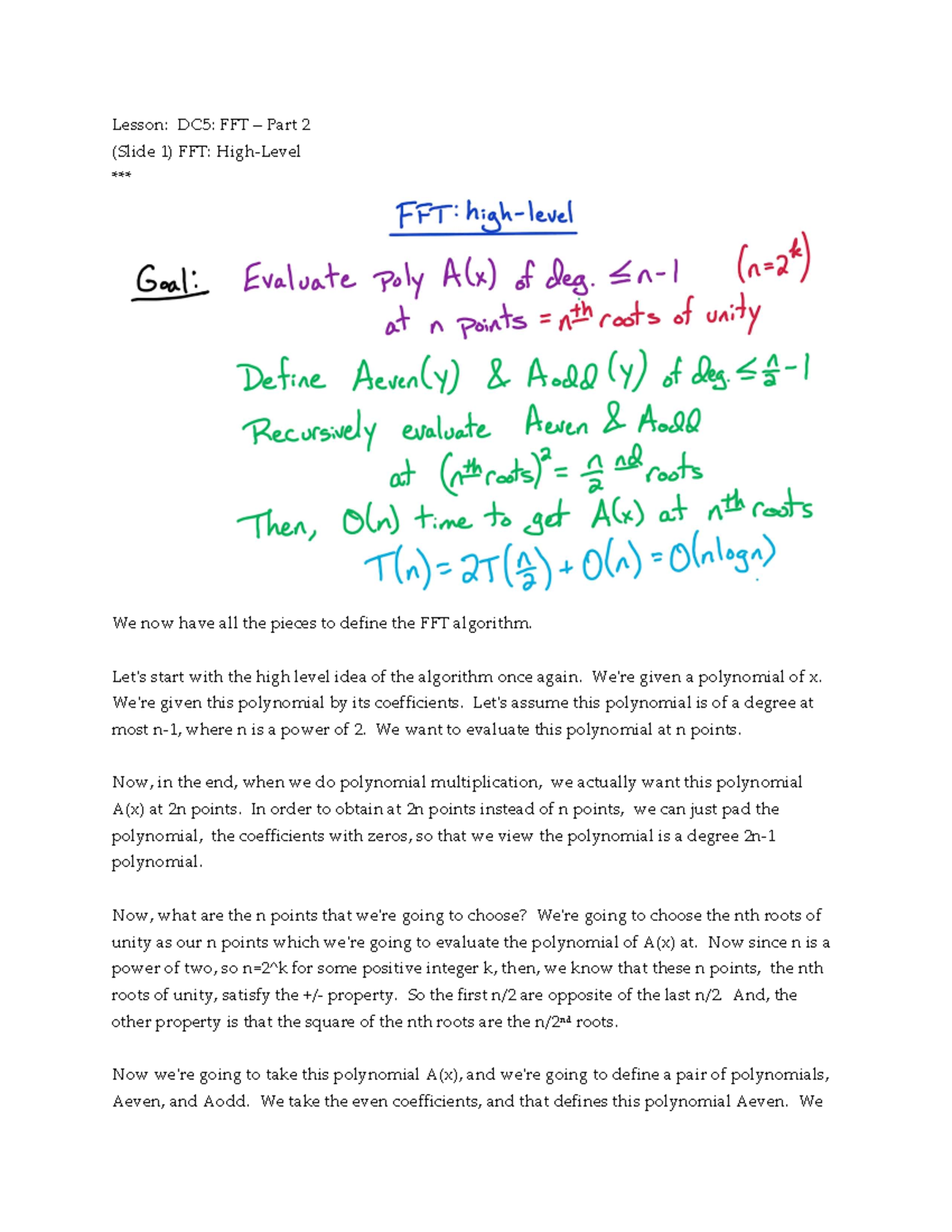 DC5 - Lecture Transcripts - Lesson: DC5: FFT – Part 2 (Slide 1) FFT ...