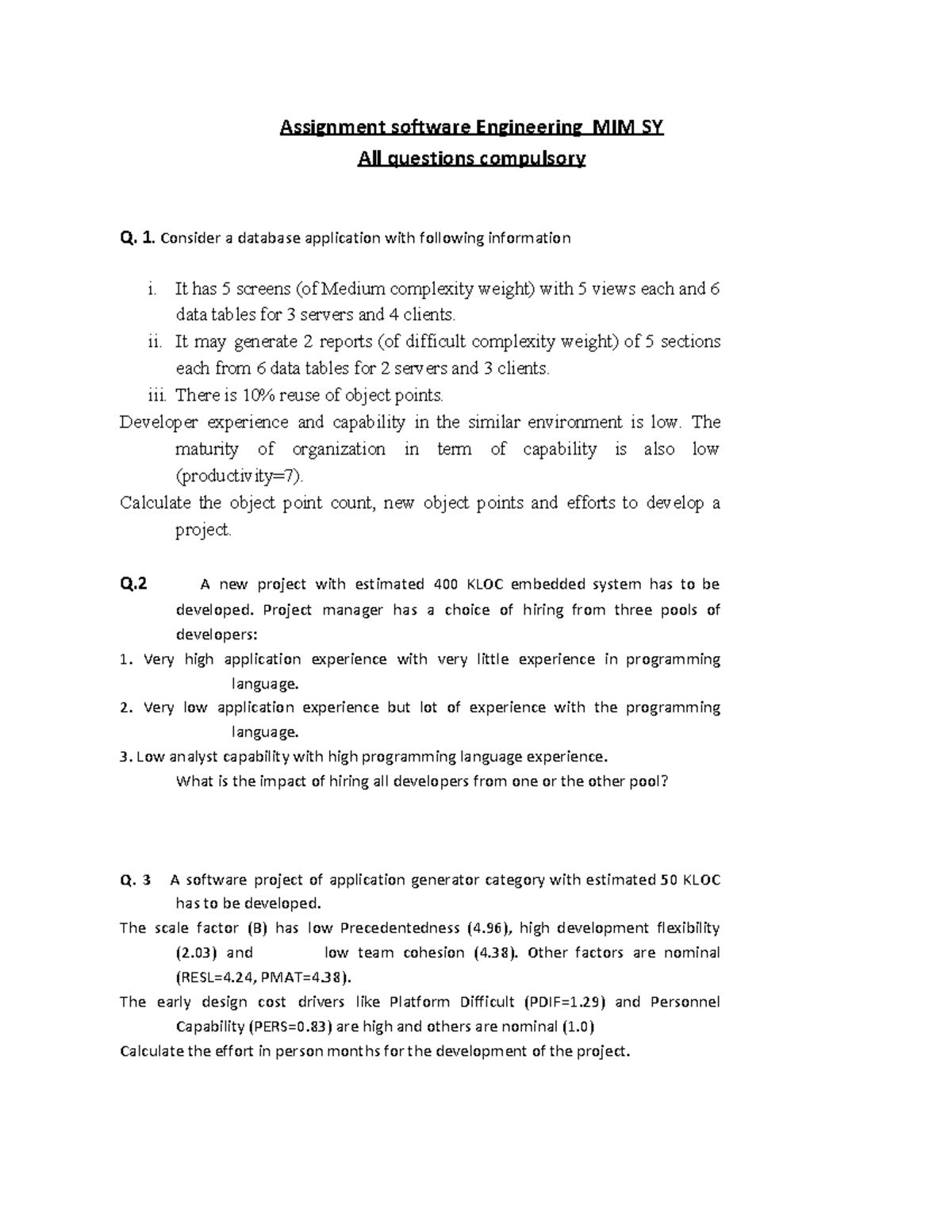 Exam 8 March 2018, questions and answers - Assignment software ...