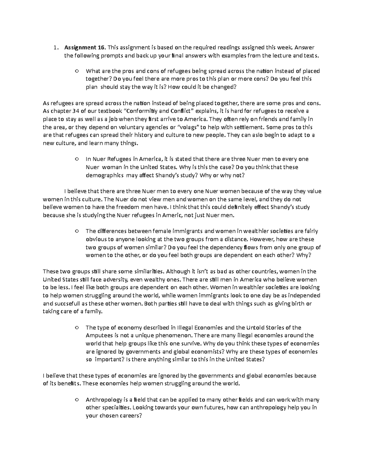 Volante Assignment 16 - Assignment 16. This assignment is based on the required readings ...