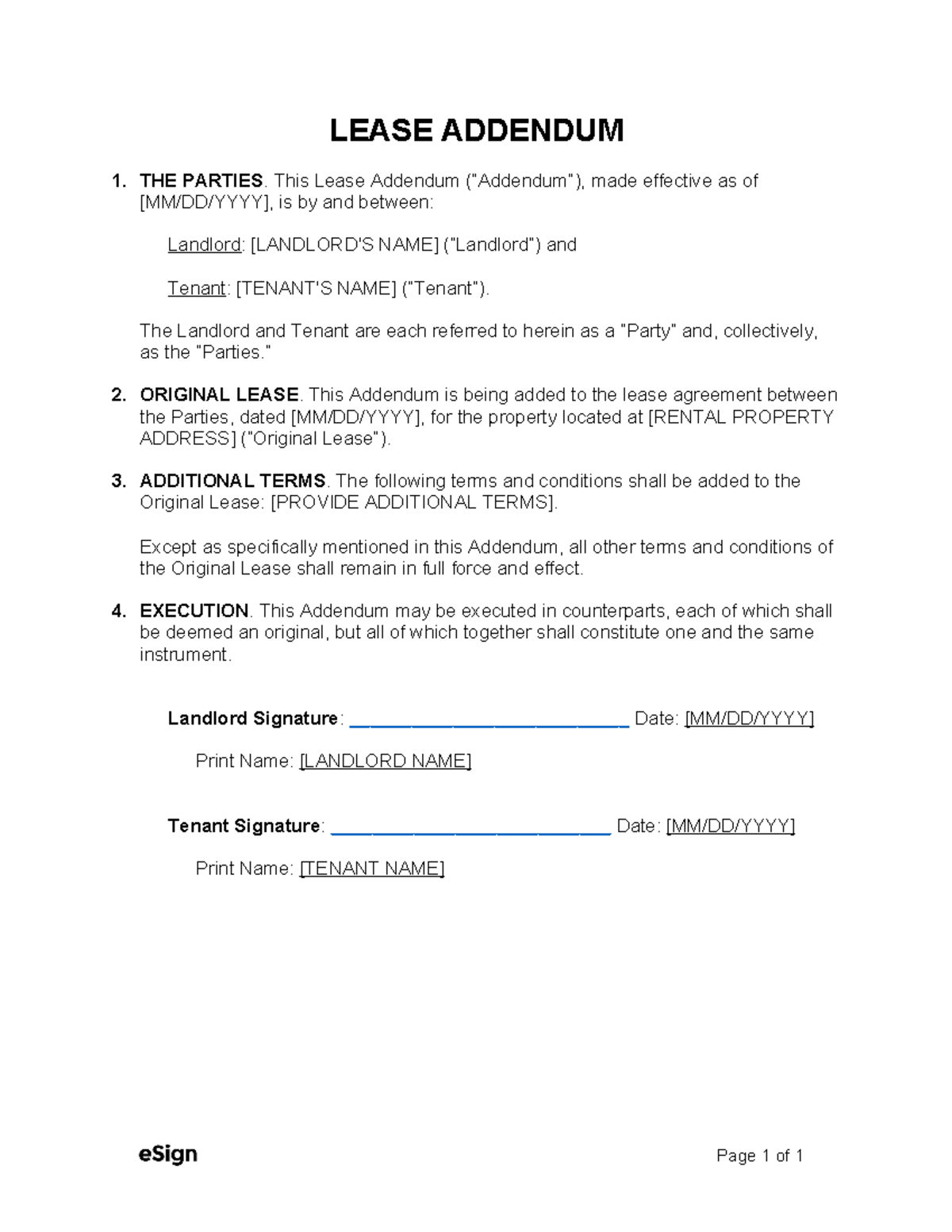 Lease-Addendum - LEASE ADDENDUM THE PARTIES. This Lease Addendum ...