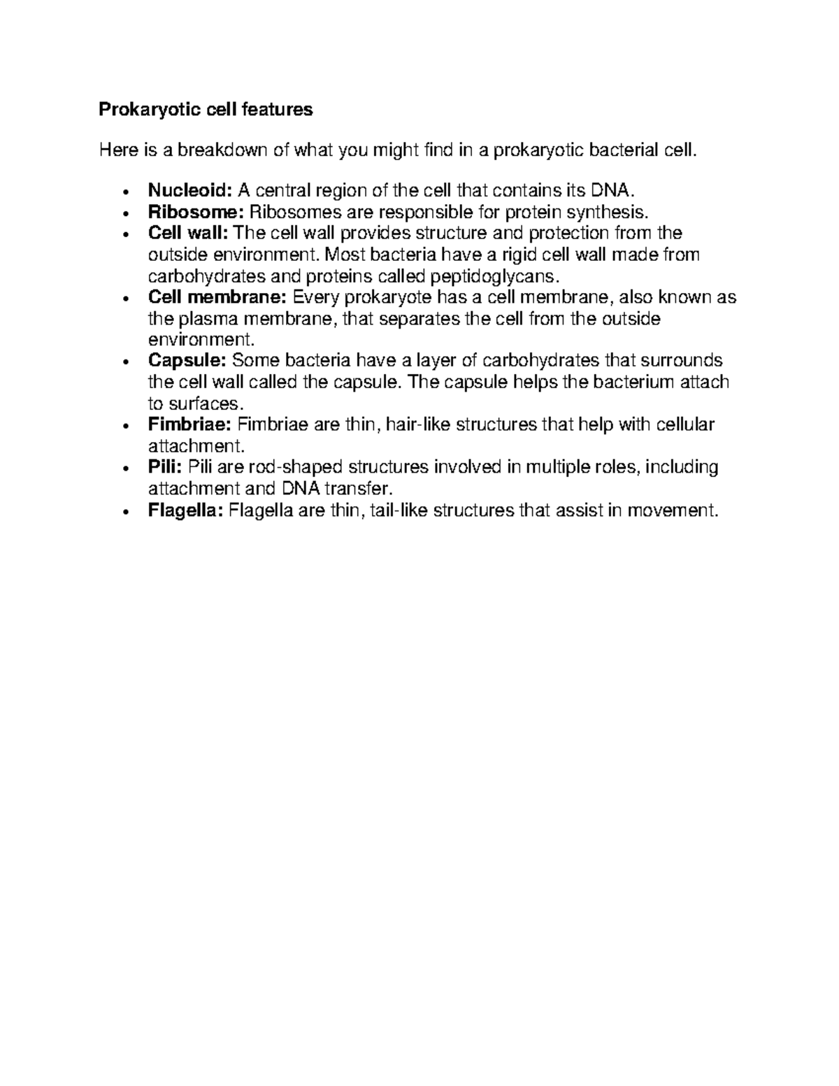 Prokaryotic cell features - Nucleoid: A central region of the cell that ...