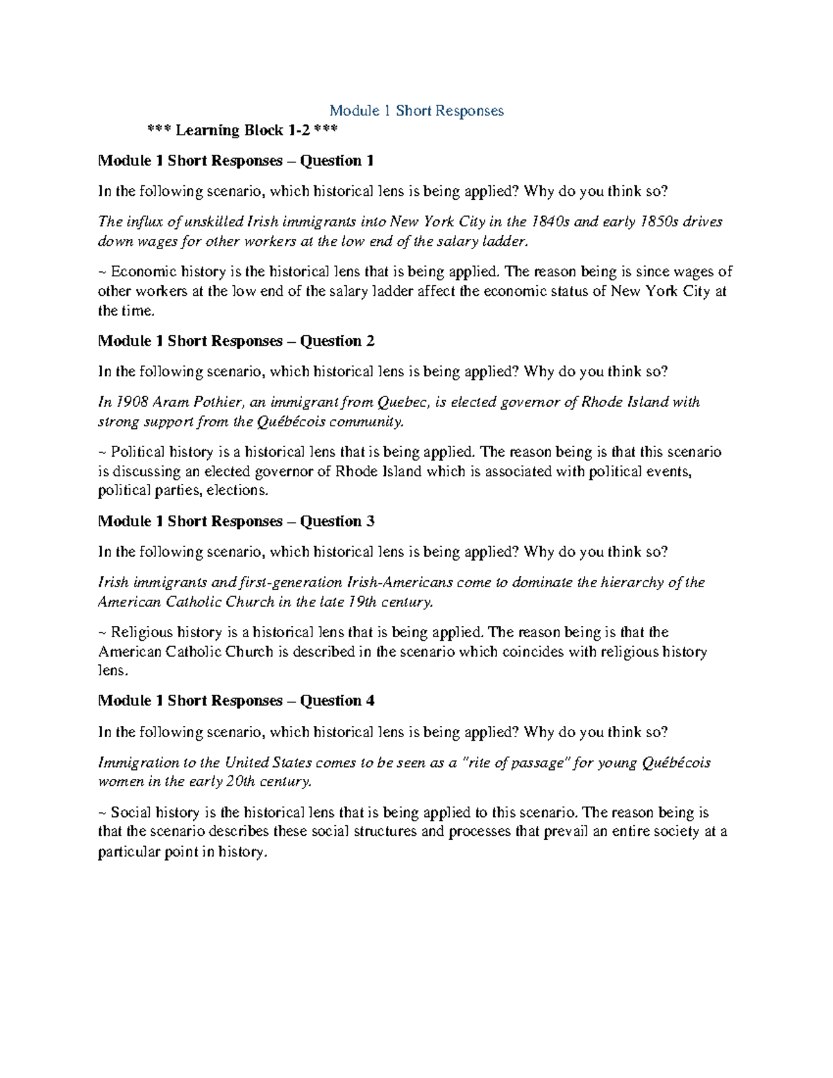 Olivia David HIS200 Module#1 Short Responses - Module 1 Short Responses ...