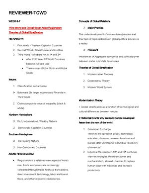 TCWD- Midterm- Reviewer - TCWD MIDTERM REVIEWER LESSON 7: GLOBAL ...