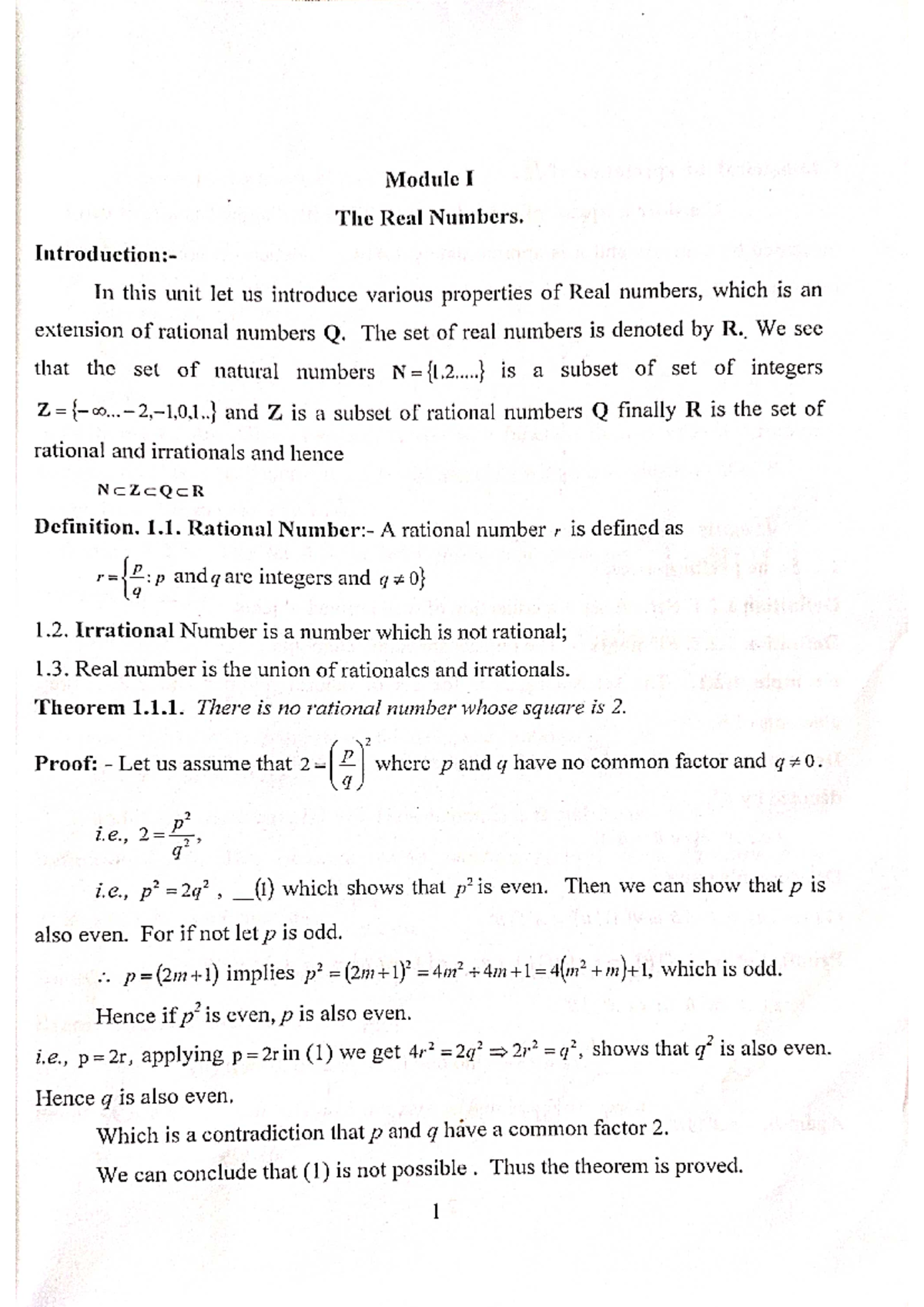 S5 real analysis 1 module 1 - Real Analysis I - Studocu