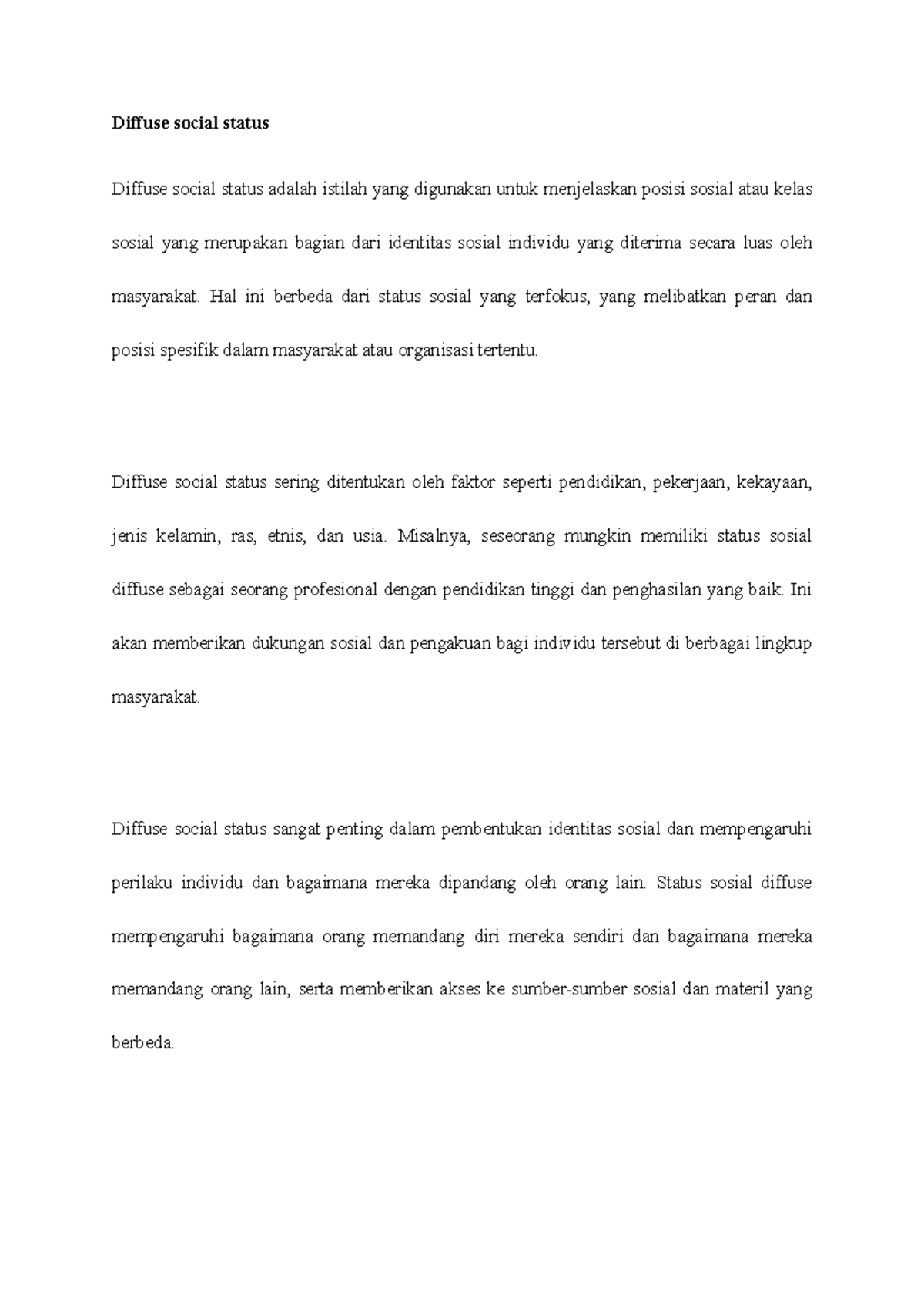 Diffuse social status - Diffuse social status Diffuse social status ...