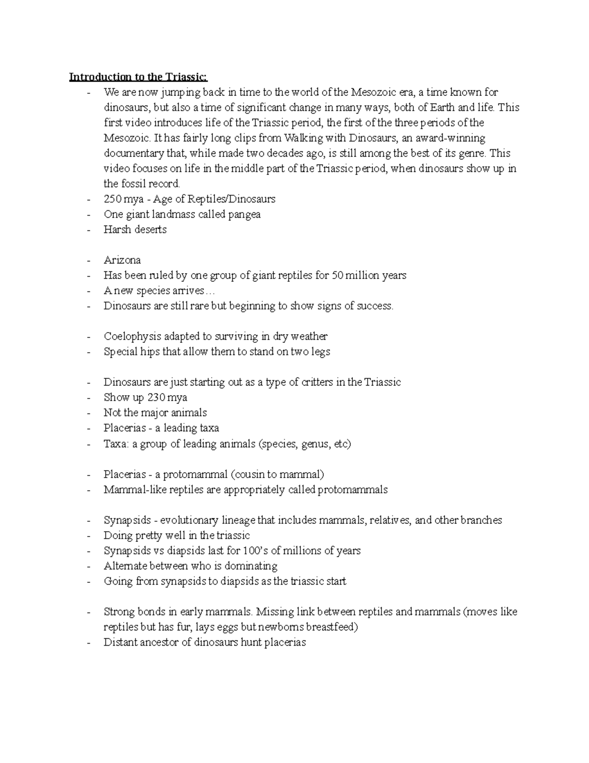 Module 3A Notes - Introduction to the Triassic: - We are now jumping ...