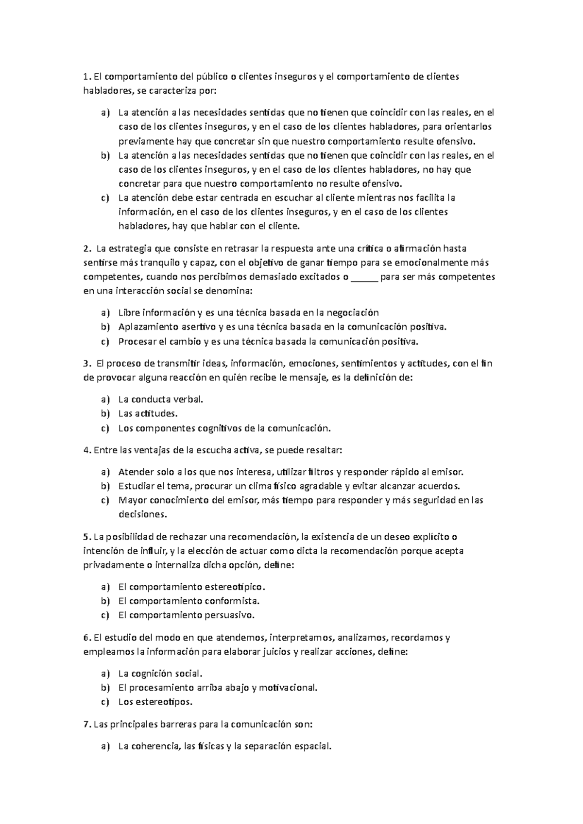 Preguntas - El comportamiento del público o clientes inseguros y el ...