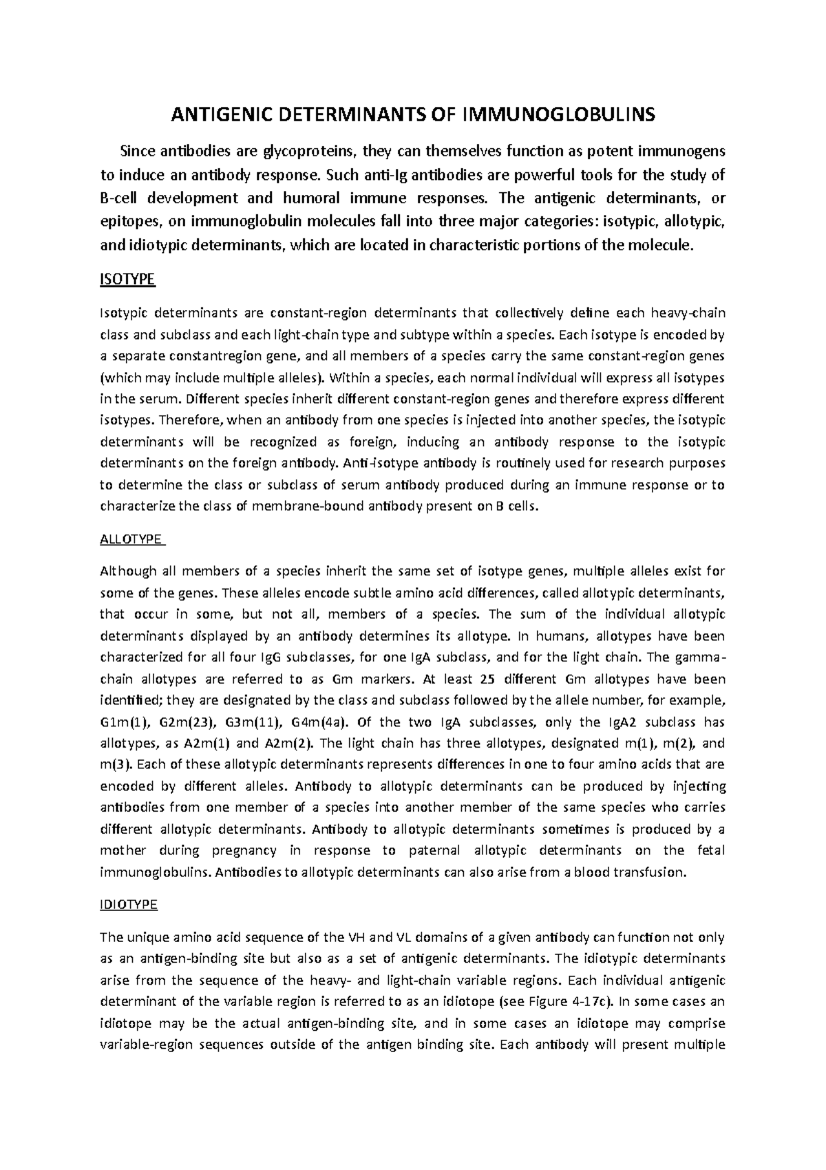 Antigenic Determinants OF Immunoglobulins - immunology - ANTIGENIC ...