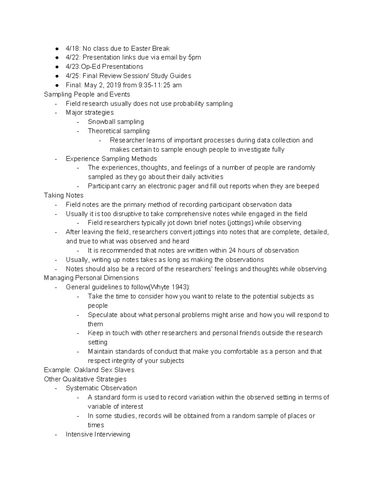 Criminal Justice Research Methods Notes 4 16 19 - 4/18: No class due to ...